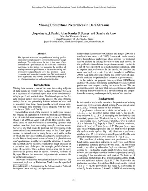 Mining Contextual Preferences In Data Streams
