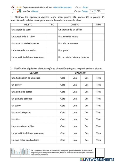Geometría Elementos Worksheet Live Worksheets