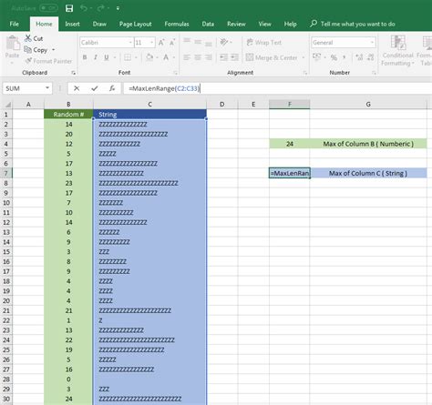 Max Length Of Strings Within Cell Range