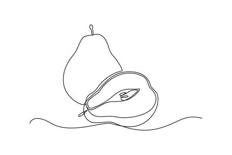 Single One Line Drawing Fruits Concept Continuous Line Draw Design