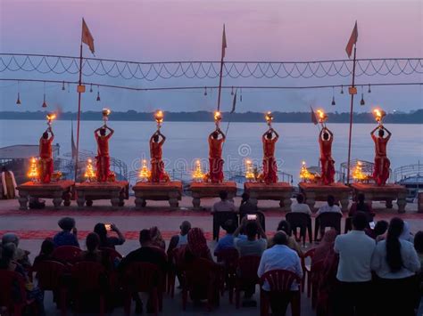 Ganga Aarti Ceremony In Varanasi Editorial Stock Image Image Of