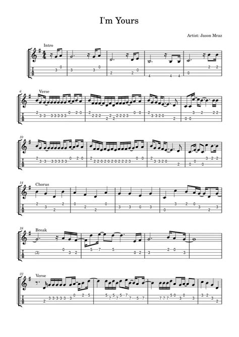 Easy Ukulele Fingerpicking Tab For Im Yours By Jason Mraz