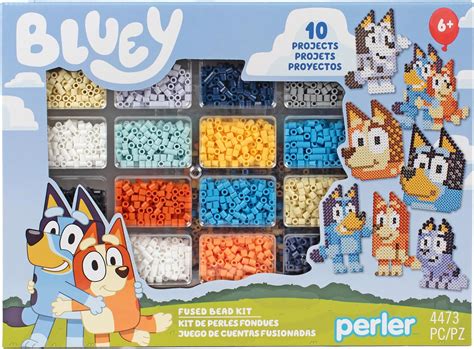Perler 80 57182 Bluey Fused Bead Deluxe Box Kit 10 Unique Patterns Multicolor 4473 Pieces