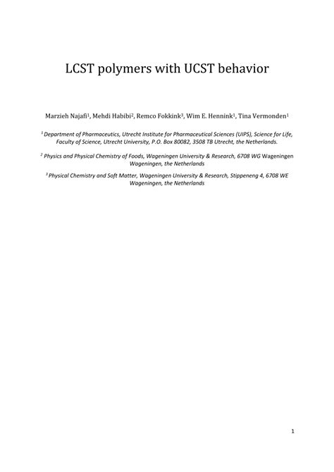 Pdf Lcst Polymers With Ucst Behavior