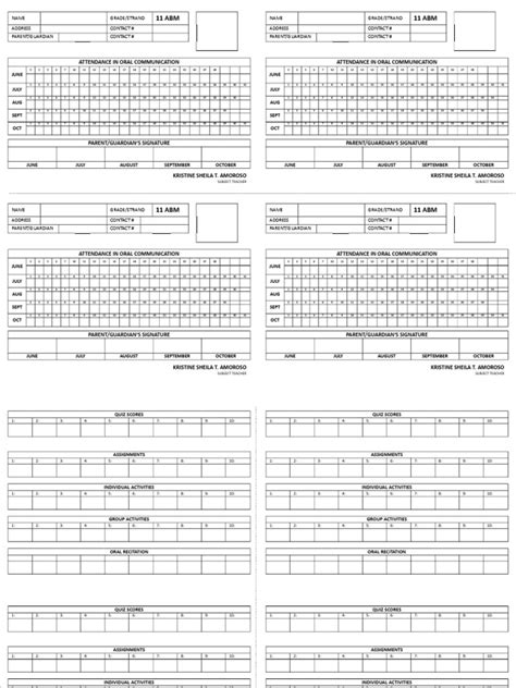 Class Card Template Pdf