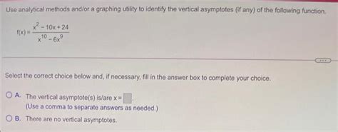 Solved Use Analytical Methods Andor A Graphing Utility To
