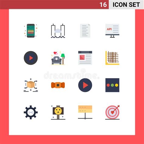 Group Of 16 Modern Flat Colors Set For Abstract Develop River Computer App Stock Vector