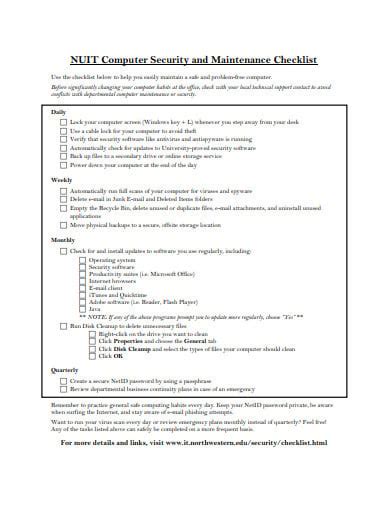 5 Computer Security Checklist Templates In Doc Pdf