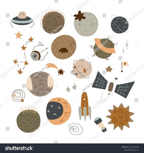 Cute Outer Space Vector Illustration Isolated Stock Vector Royalty