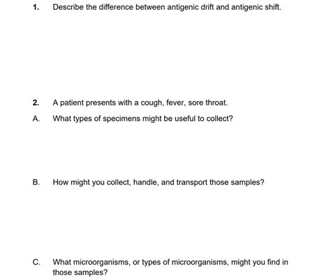 Solved 1 Describe The Difference Between Antigenic Drift