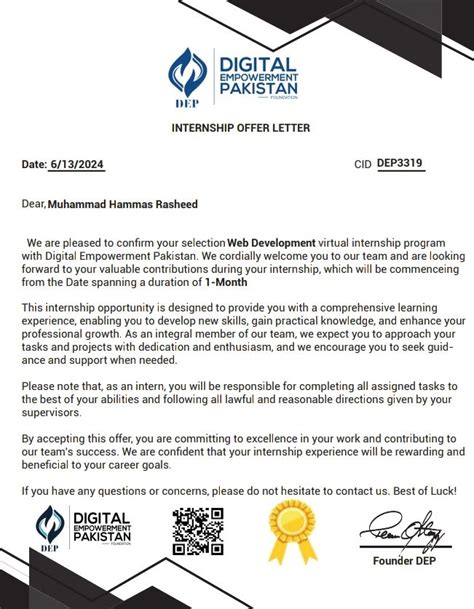 Muhammad Hammas Rasheed On Linkedin Internship Webdevelopment Digitalempowermentpakistan