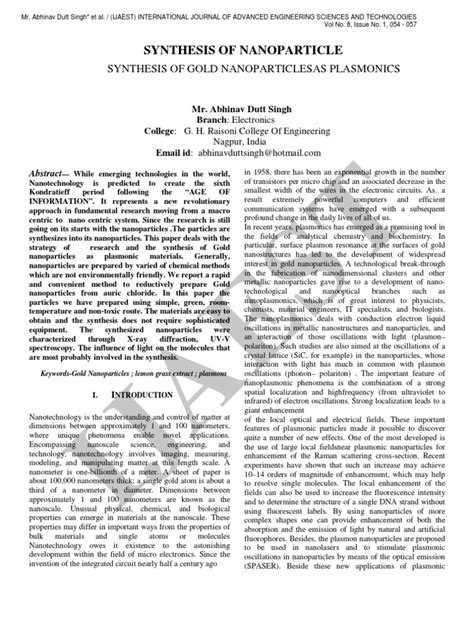 8 ijaest vol no 8 issue no 1 synthesis of nano particle 054 057 pdf