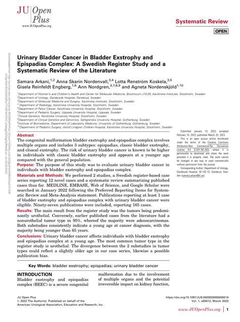 Pdf Urinary Bladder Cancer In Bladder Exstrophy And Epispadias Complex A Swedish Register