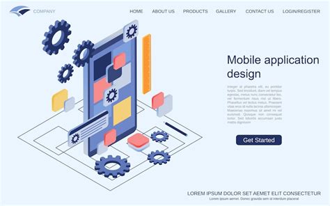 Premium Vector Mobile Application Design Gui Construction Ui Design Flat 3d Isometric Vector