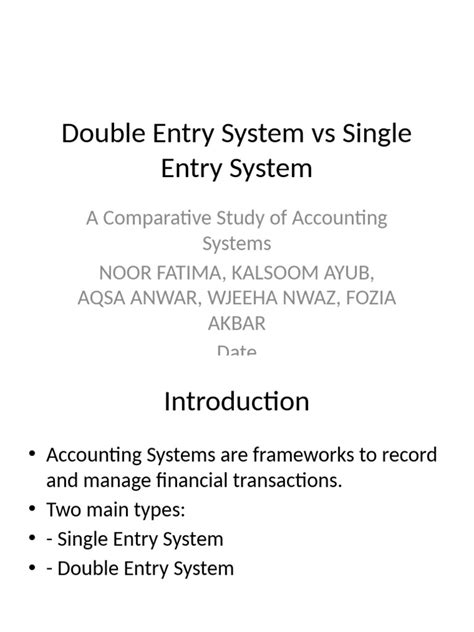 Double Entry Vs Single Entry Pdf