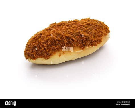 Homemade Chinese Pork Floss Bun Isolated On White Background Stock