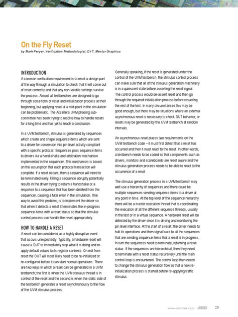 Handling Resets In Uvm Testbenches Detecting And Reacting To Asynchronous Resets Pdf