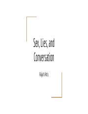 Sex Lies And Conversation Pdf Sex Lies And Conversation Alajah Artis