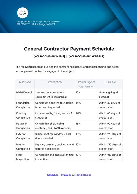 Free Milestone Payment Schedule Template To Edit Online
