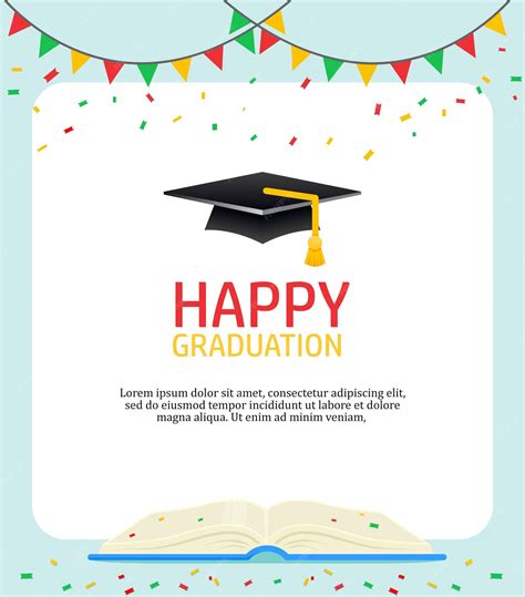 행복한 졸업 포스터 배경 프리미엄 벡터