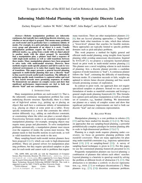 PDF Informing Multi Modal Planning With Synergistic Discrete Leads