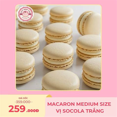 Macaron Medium Sizesocola Trắng Happy Sweet Cake