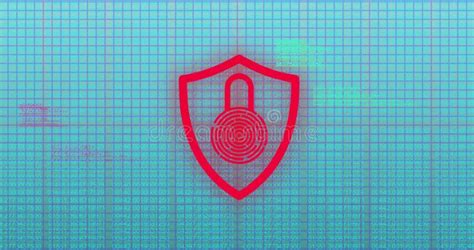 Animation Of Digital Biometric Padlock Icon And Data Processing Over Grid Stock Footage Video