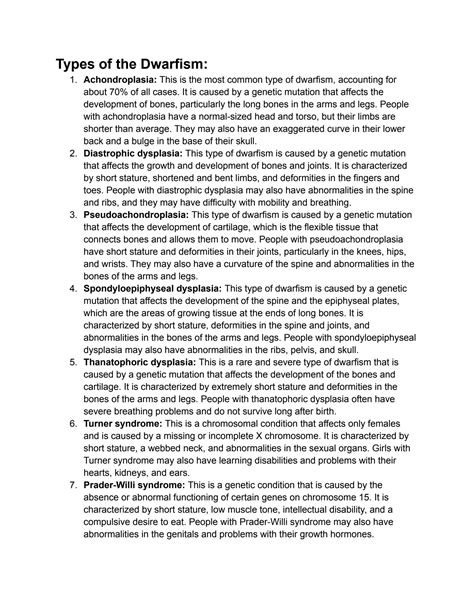 Solution Types Of The Dwarfism Studypool