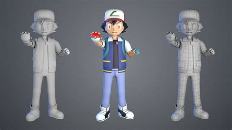 Ash Ketchum Pokemon 3d Model Anime Low Poly Youtube