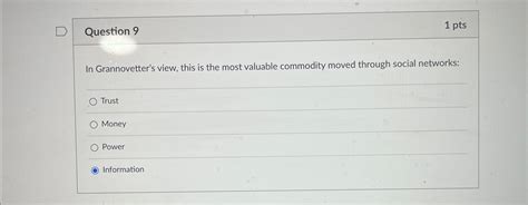 Solved Question 91 PtsIn Grannovetter S View This Is The Chegg Com