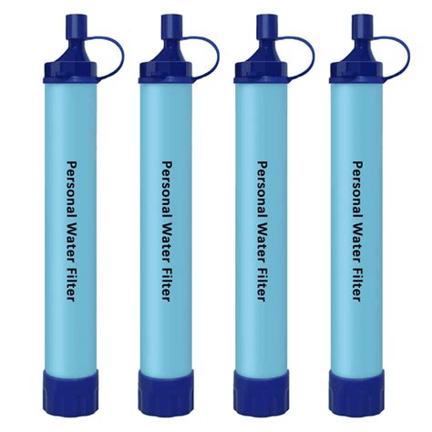 Portable Personal Water Filter Straw For Hiking Camping Travel Blue