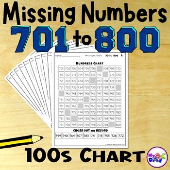 100 Chart Missing Numbers 701 To 800 Math Activities No Prep Tpt