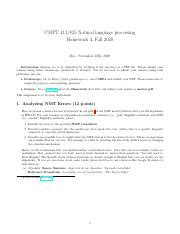 HW4 In CMPT413 Solutions Pdf CMPT 413 825 Natural Language Processing