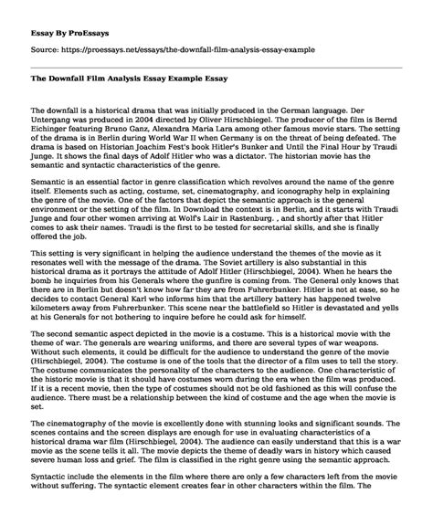 📗 The Downfall Film Analysis Essay Example Free Essay Term Paper