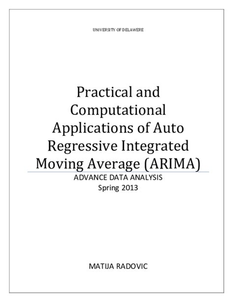 Arima Theory Computing And Applications