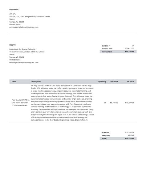 Invoice Pdf Video Electronics