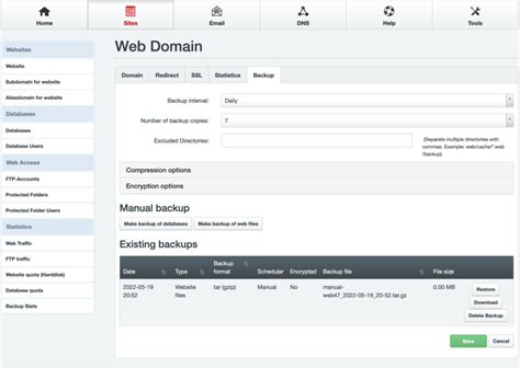 how do i restore my website from backup libertyhost