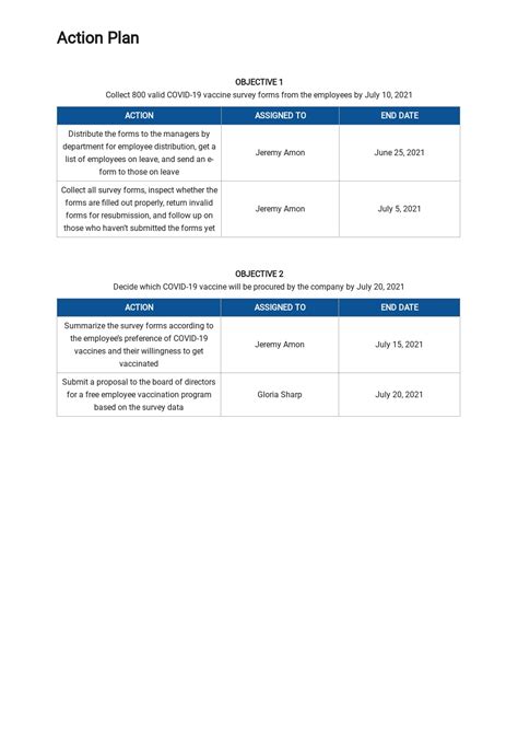 Survey Action Plan Template