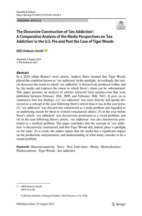 Pdf The Discursive Construction Of ‘sex Addiction A Comparative