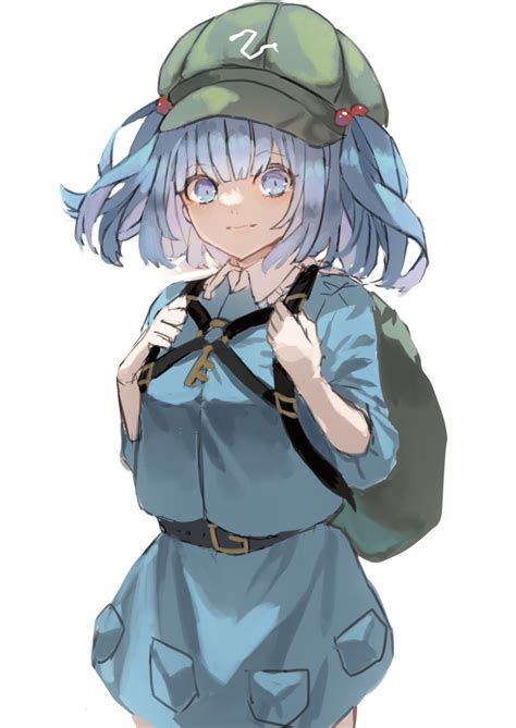 Safebooru 1girl Backpack Bag Blue Eyes Blue Hair Blue Shirt Blunt