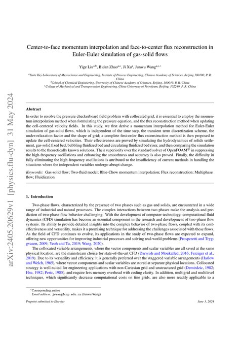 Pdf Center To Face Momentum Interpolation And Face To Center Flux Reconstruction In Euler