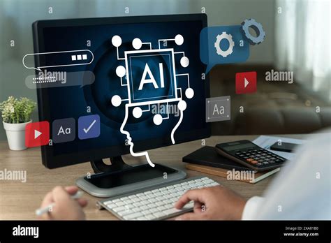 businessman using computer generate ai chat ai data analysis data