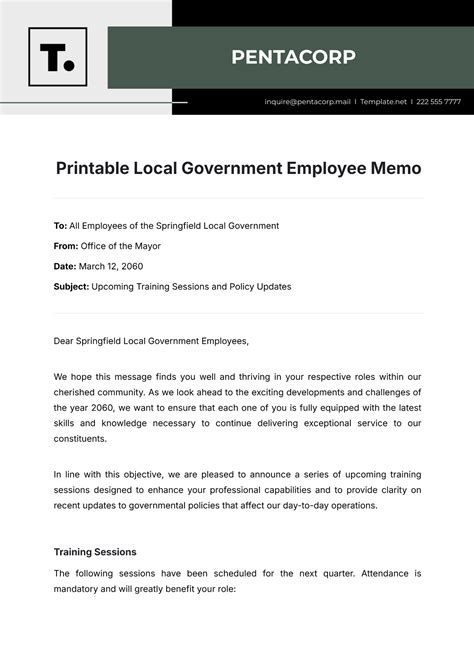 Free Printable Local Government Employee Memo Template To Edit Online