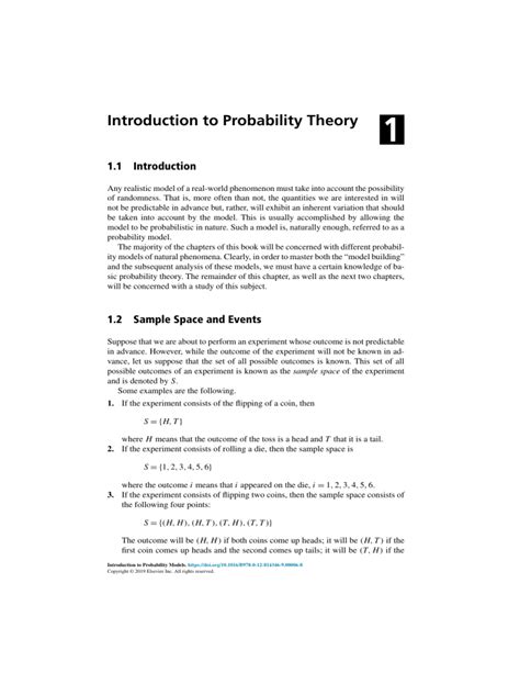 Introduction To Probability Theory Sample Spaces And Events