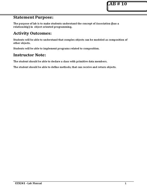 Lab Manual Association Pdf Class Computer Programming Object Oriented Programming