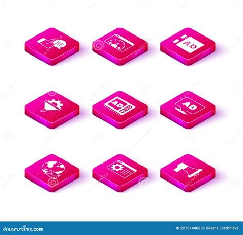 Set Earth Globe With Mail Browser Setting Sales Funnel Gear Advertising Megaphone And