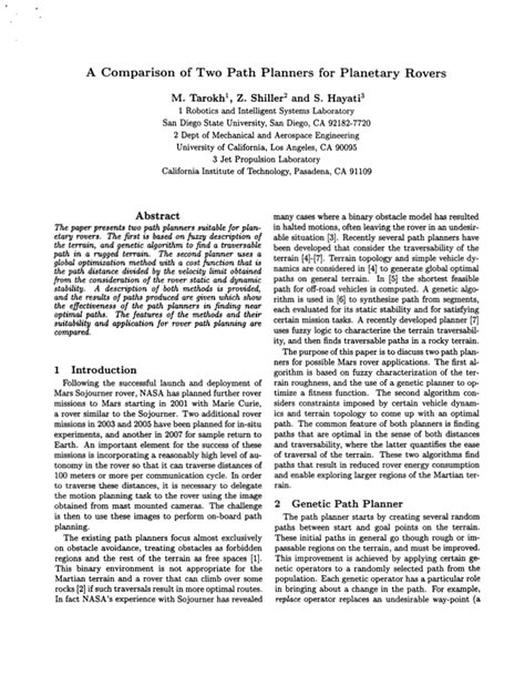 Pdf A Comparison Of Two Path Planners For Planetary Rovers