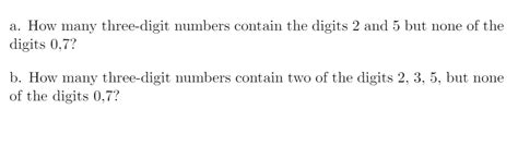 Solved A How Many Three Digit Numbers Contain The Digits 2