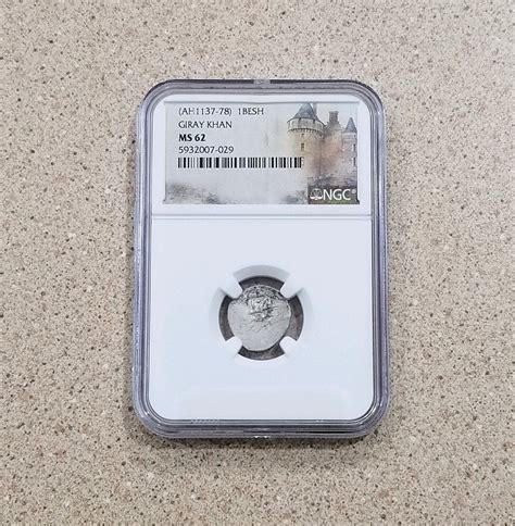 Ah 1137 78 1 Besh Giray Khan Silver Coin Ngc Slabbed And Graded Ms 62 Beshlik Rare Medieval