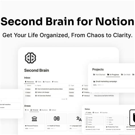 Second Brain Template Great Business Ideas Life Organization Learning Languages